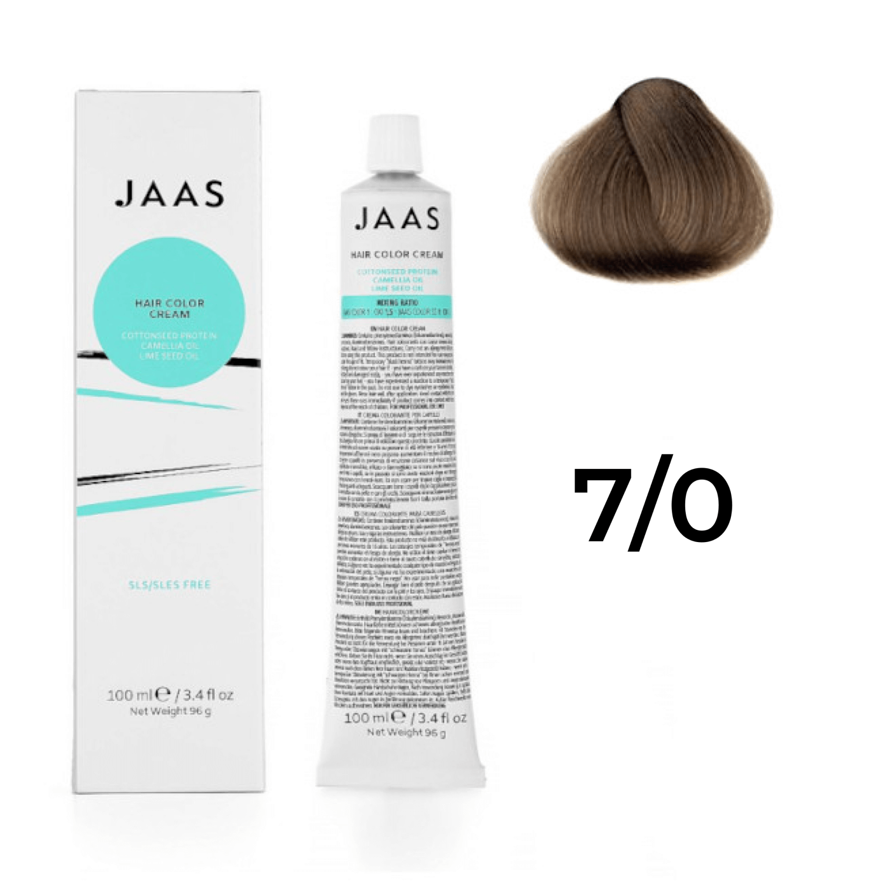 Крем - краска для волос профессиональная Jaas 7/0 Русый Натуральный, 100 мл