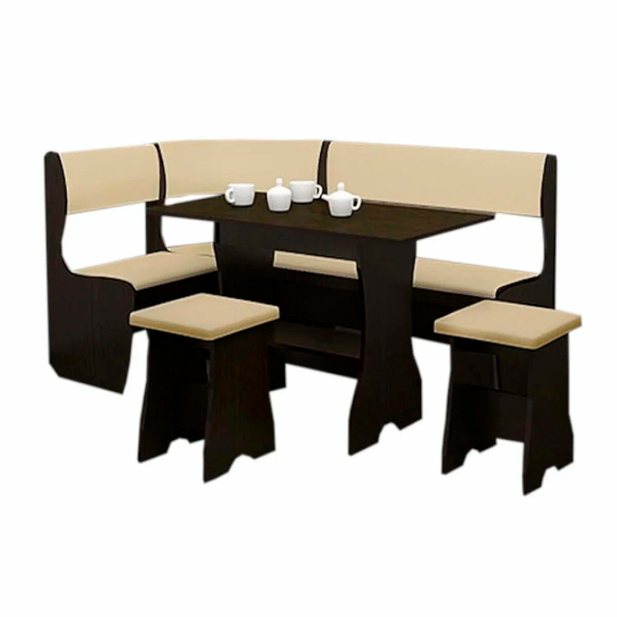 Кухонный уголок с табуретами и диваном,5 сидячих мест, экокожа