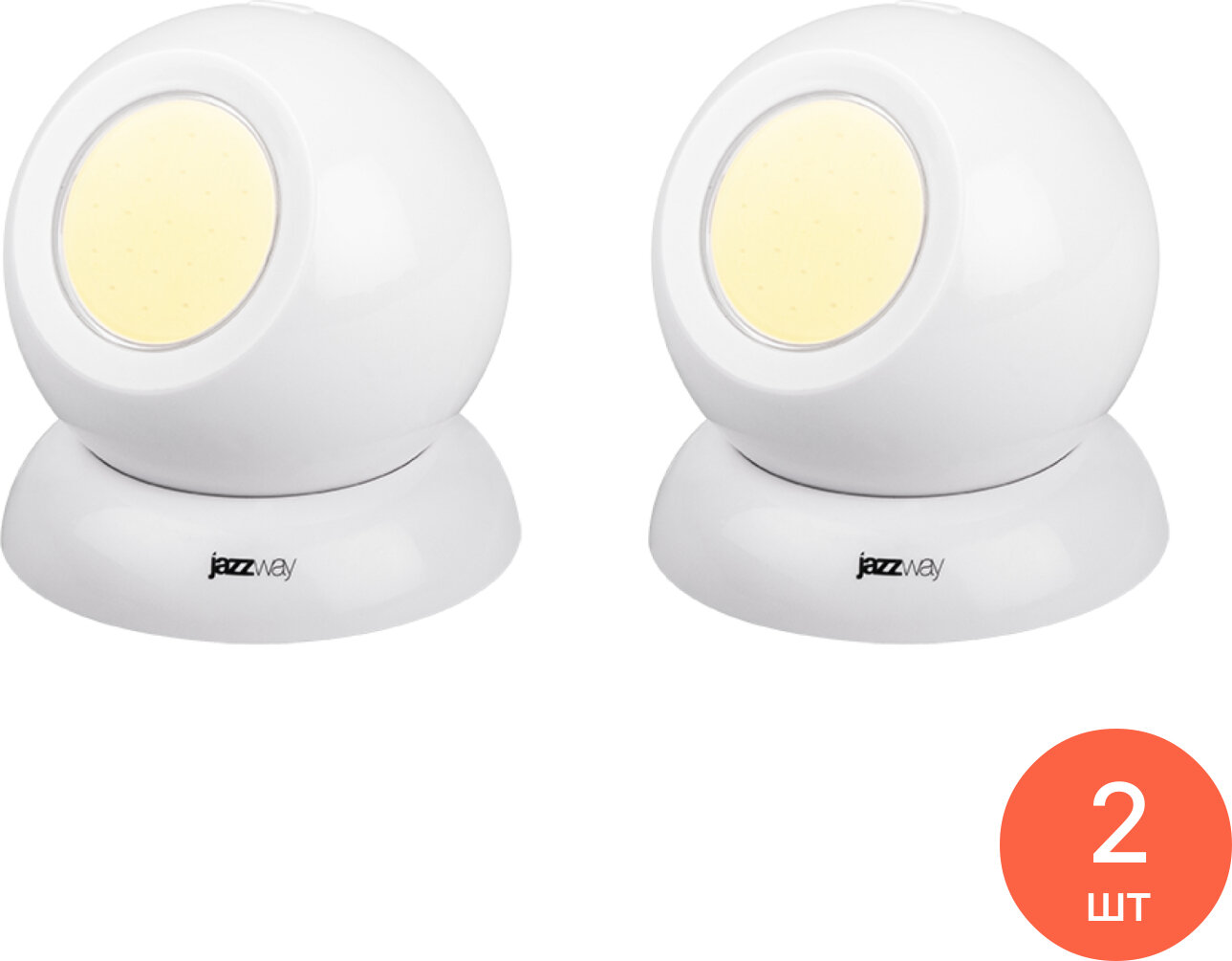 Фонарь кемпинговый светодиодный Jazzway / Джазвэй TS1-L1W на магнитном шарнире, батарейки 3хААА, 200Лм, 3 режима, 5023284 / для похода и путешествия (комплект из 2 шт)