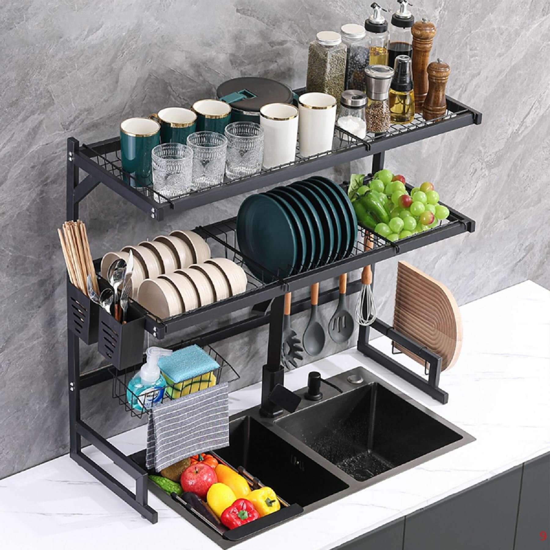 Сушилка для посуды на раковину Подставка для фильтрованной воды над кухонной мойкой для кастрюль и сковородок