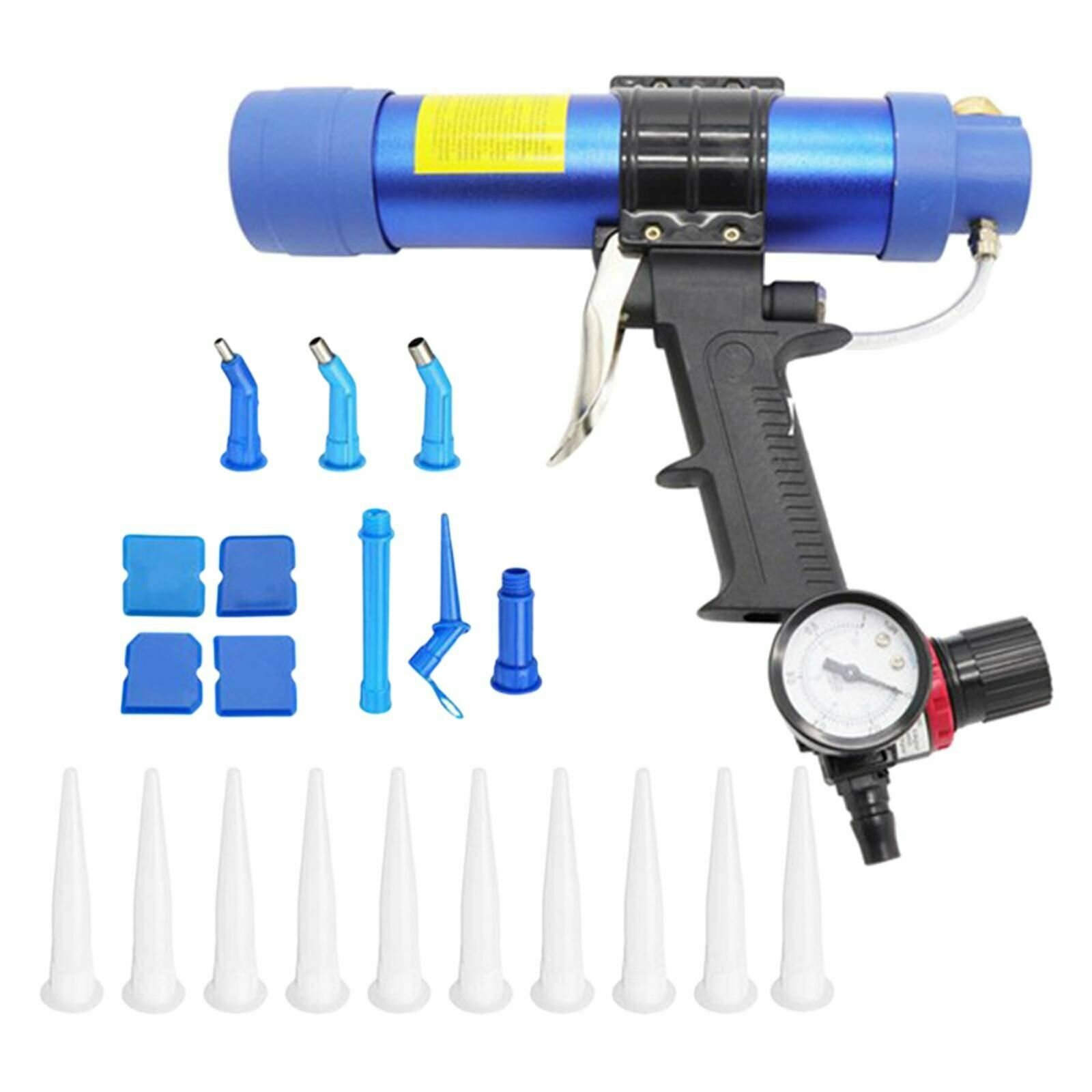 Пистолет для герметика, пневматический, картридж 310мл, синий