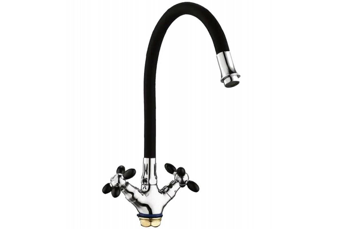 Смеситель для кухни с черным гибким изливом, кран на кухню FASHUN A44127-7