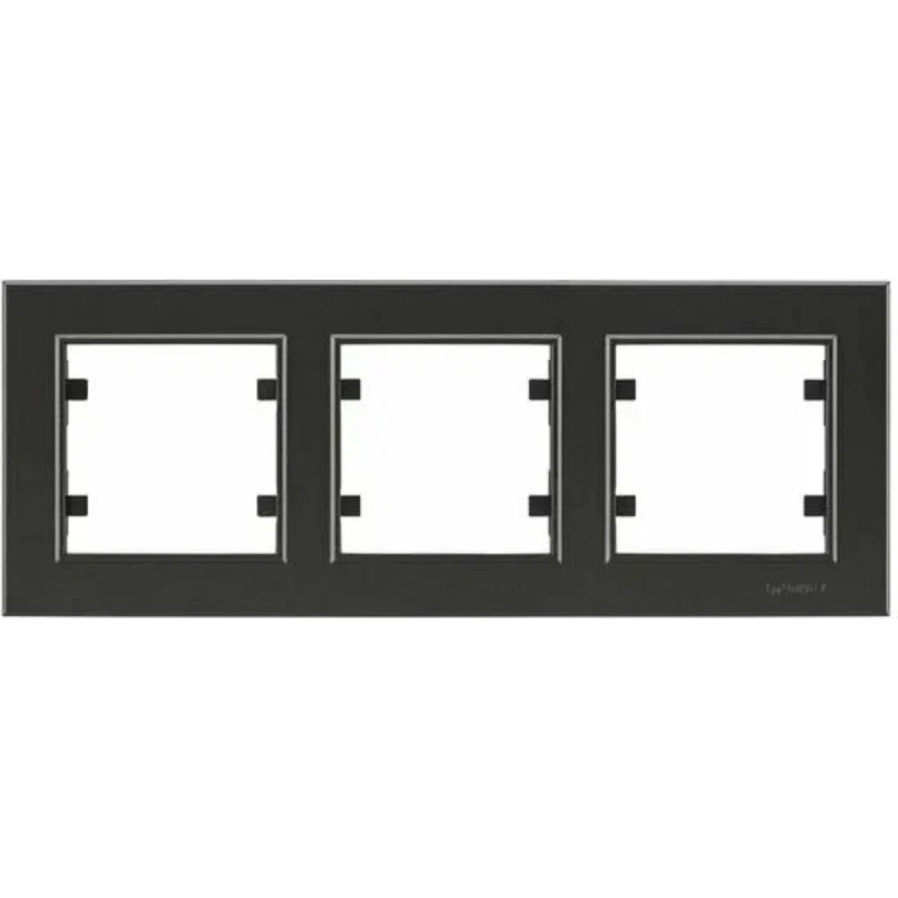 Рамка MAKEL Karea 3-м постовая горизонтальная дымчатый металлик, IP20, 230x88x11 мм, для стильного оформления интерьера