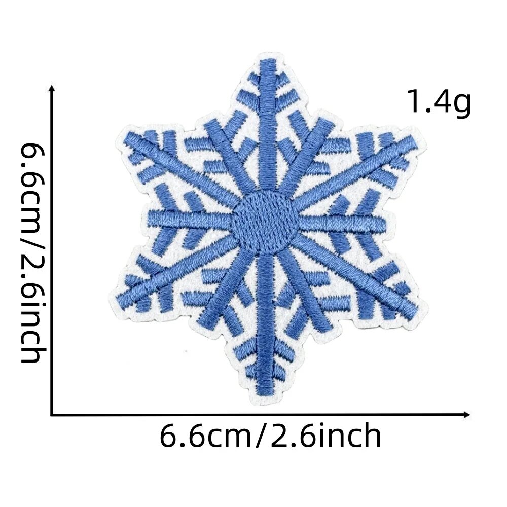 Нашивка снежинка синяя, 6.6x6.6 см, BD1327R