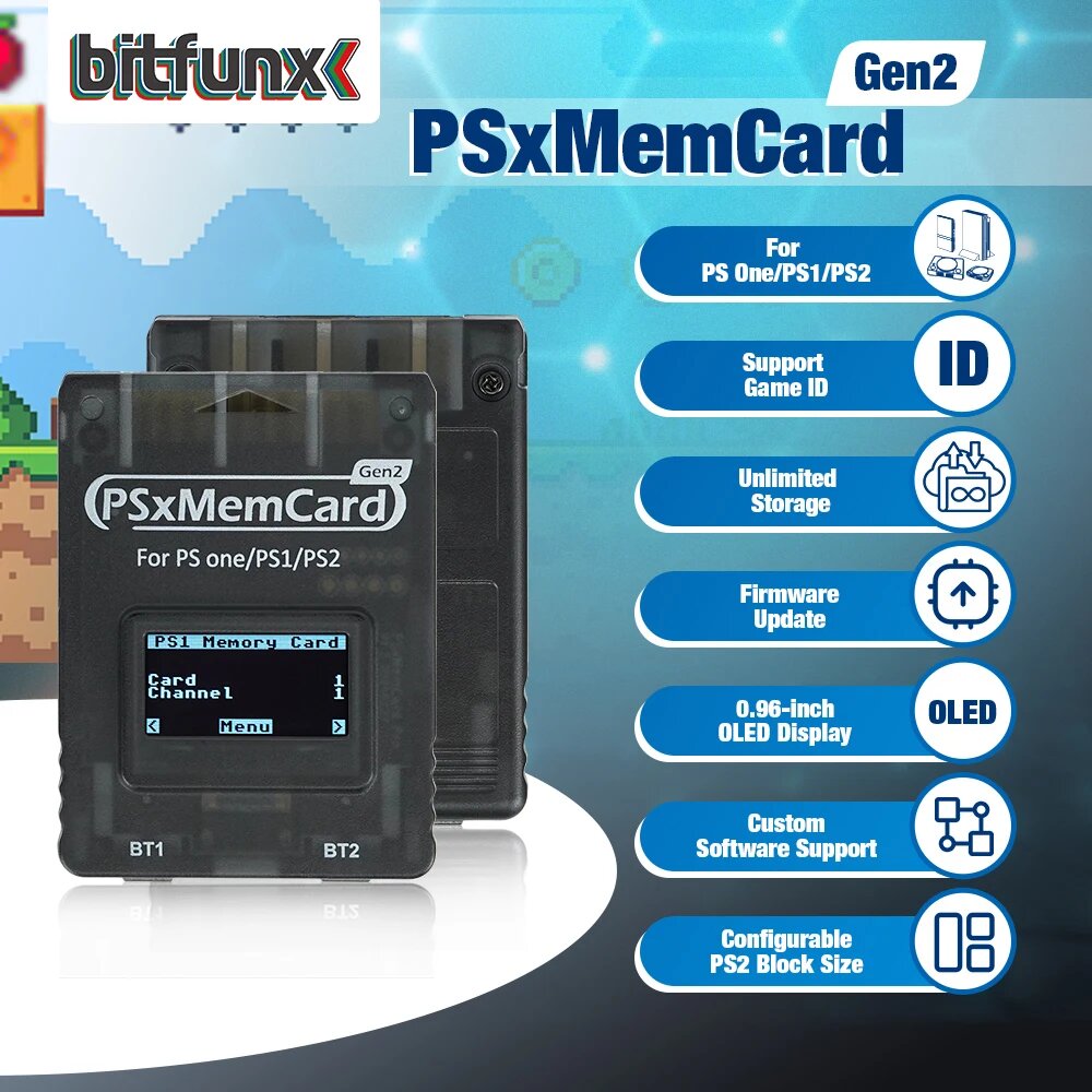 Bitfunx PSxMemCard Gen2 для PS1/PS2, TRN White — фото 1