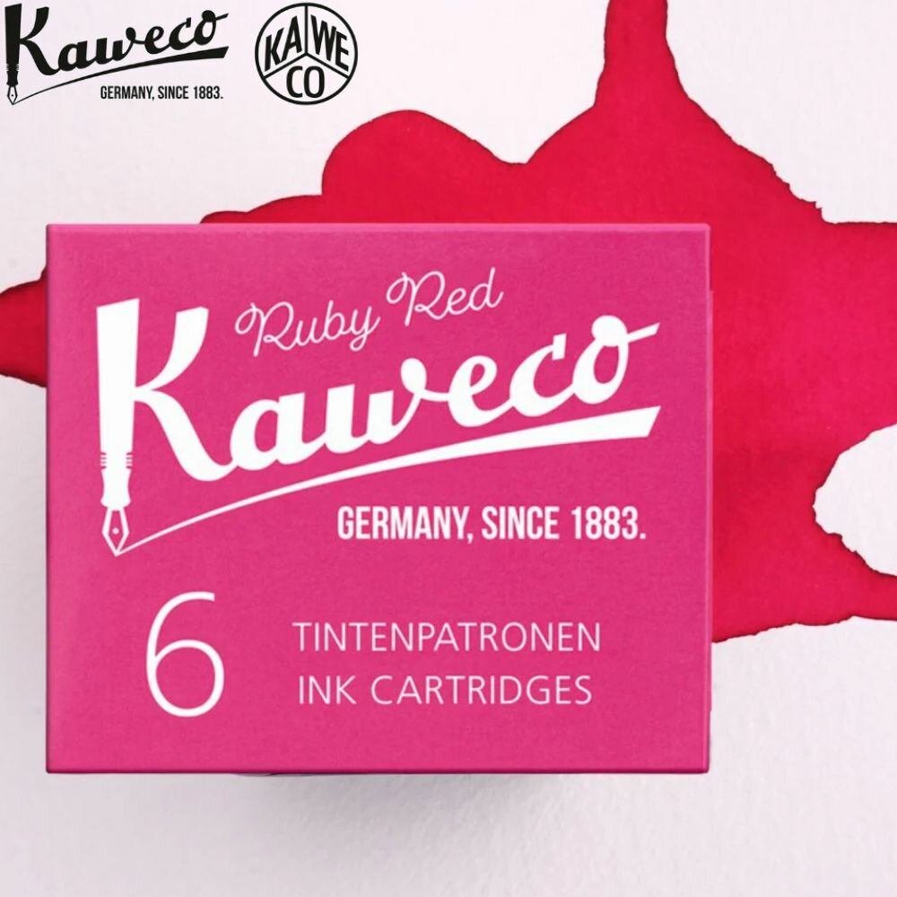 Набор картриджей для перьевой ручки KAWECO Ruby Red 6 шт. в картонной упаковке