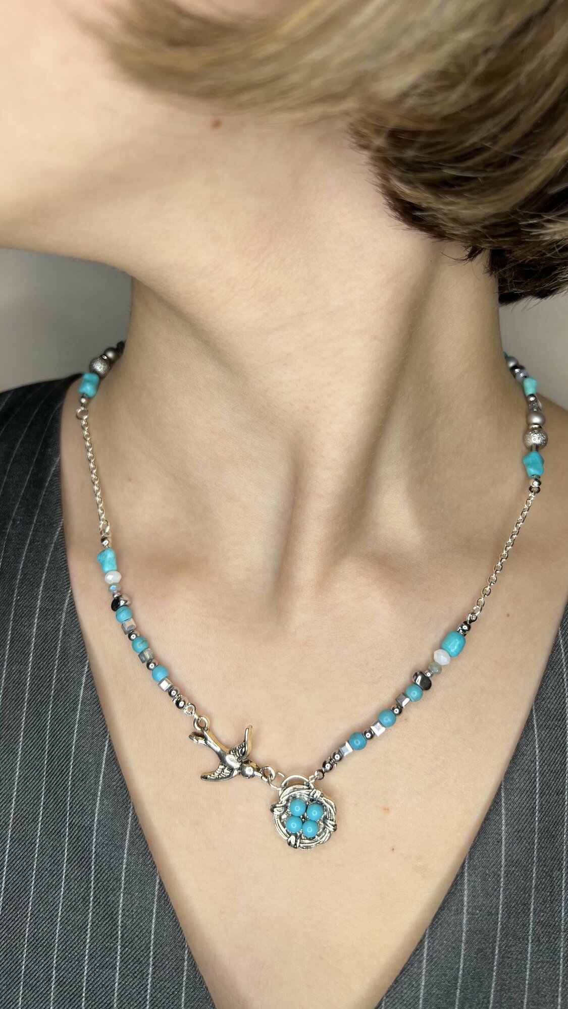 Колье, бирюза, гематит