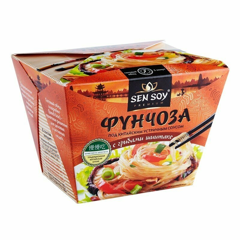 Вермишель Sen Soy Фунчоза под китайским устричным соусом с грибами шиитаке, 125г