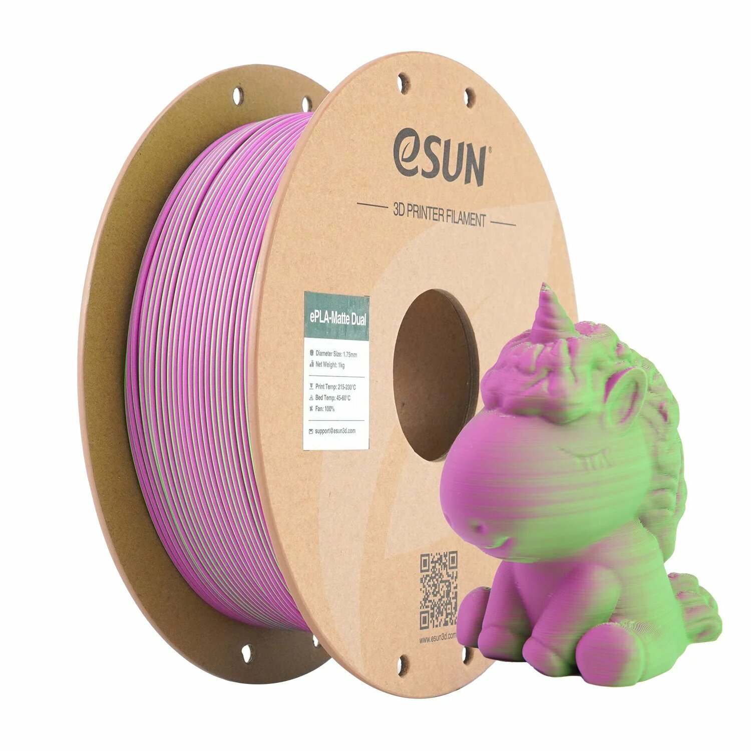 ESUN PLA Матовая двухцветная нить для 3D-печати 1.75 мм 1 кг Green Pink