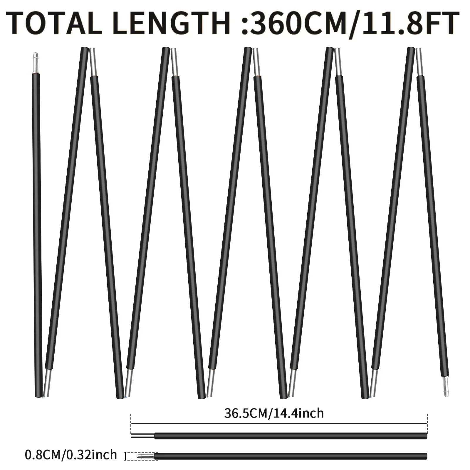 Запасные алюминиевые дуги для палаток Black Diamond 360/430 см 1Pcs Black 3.6M