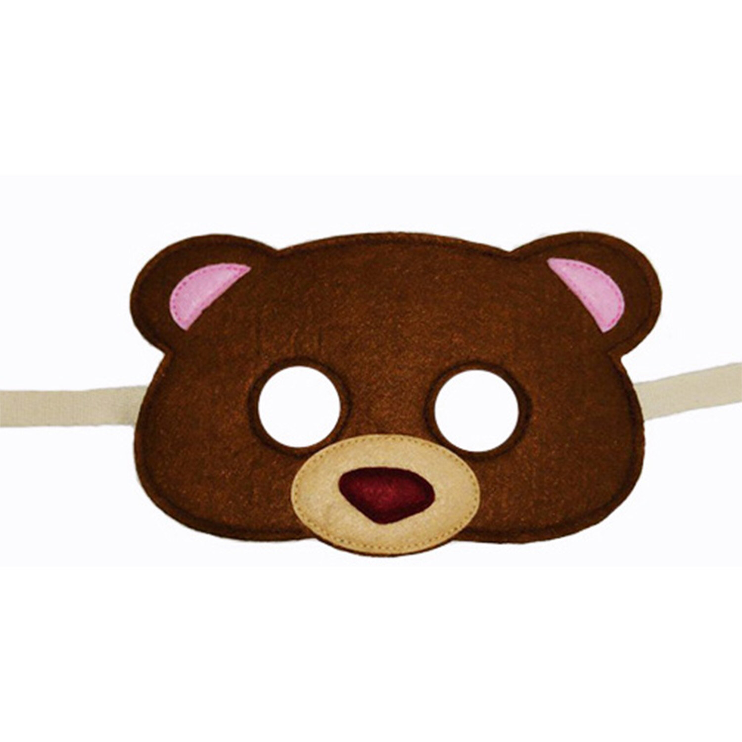 Карнавальная маска Санта Лючия из фетра Медведь, на завязках, 20х12 см