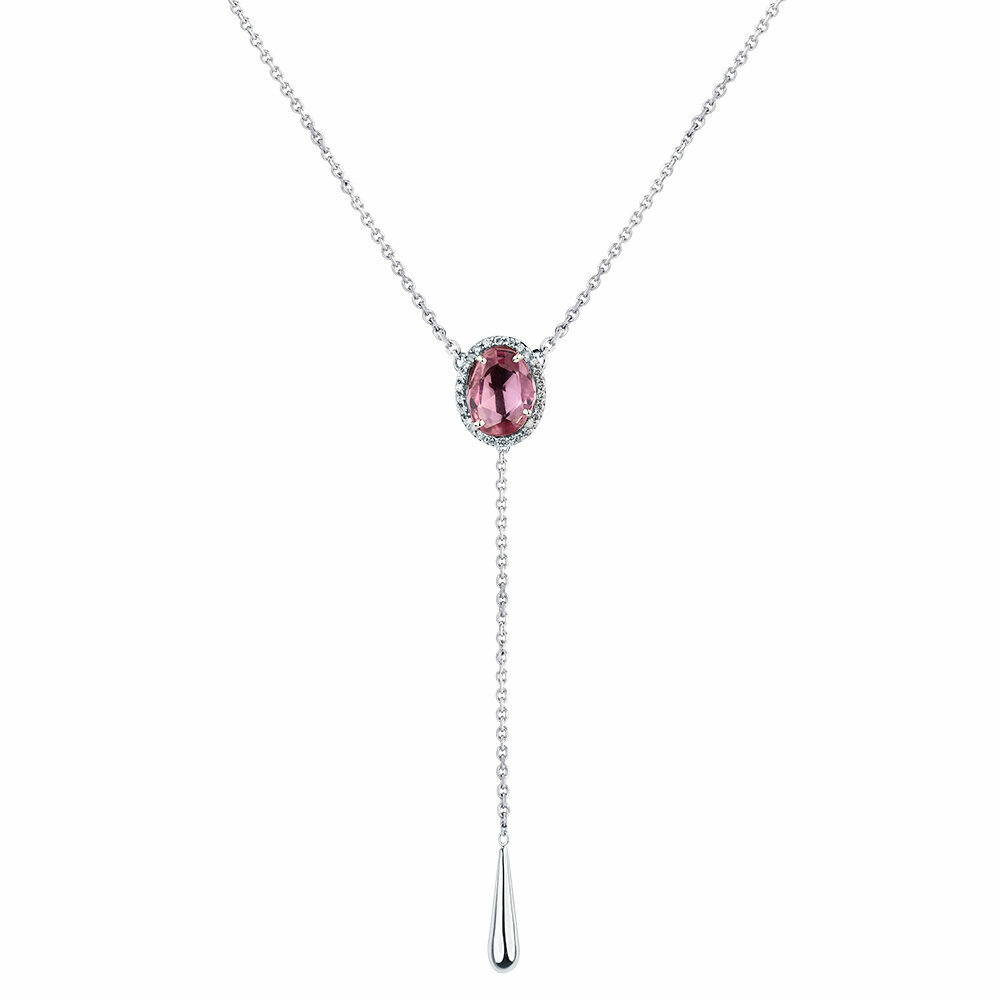 Колье, белое золото, 585 проба, бриллиант, сапфир