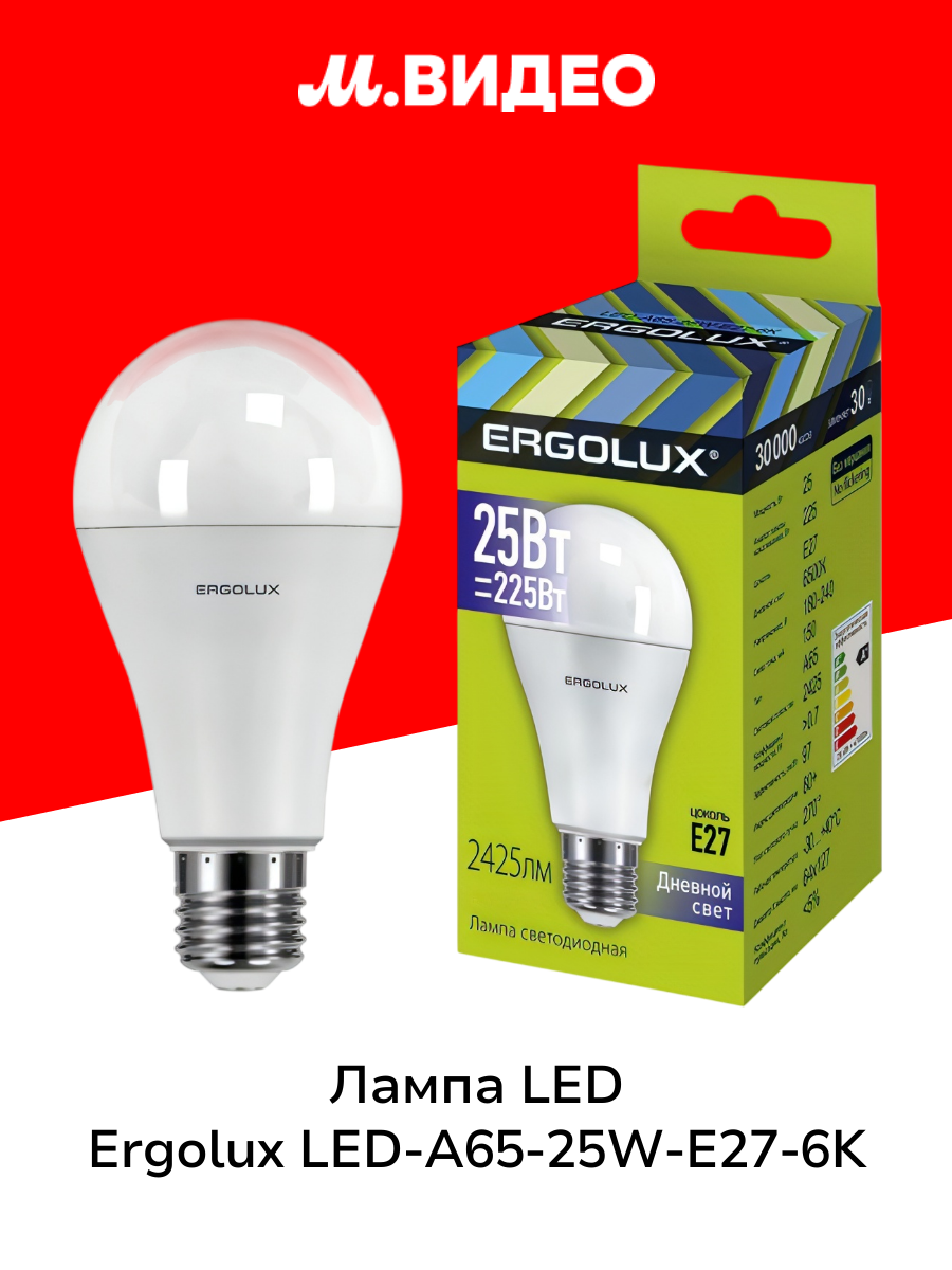 Лампа LED Ergolux LED-A65-25W-E27-6K
