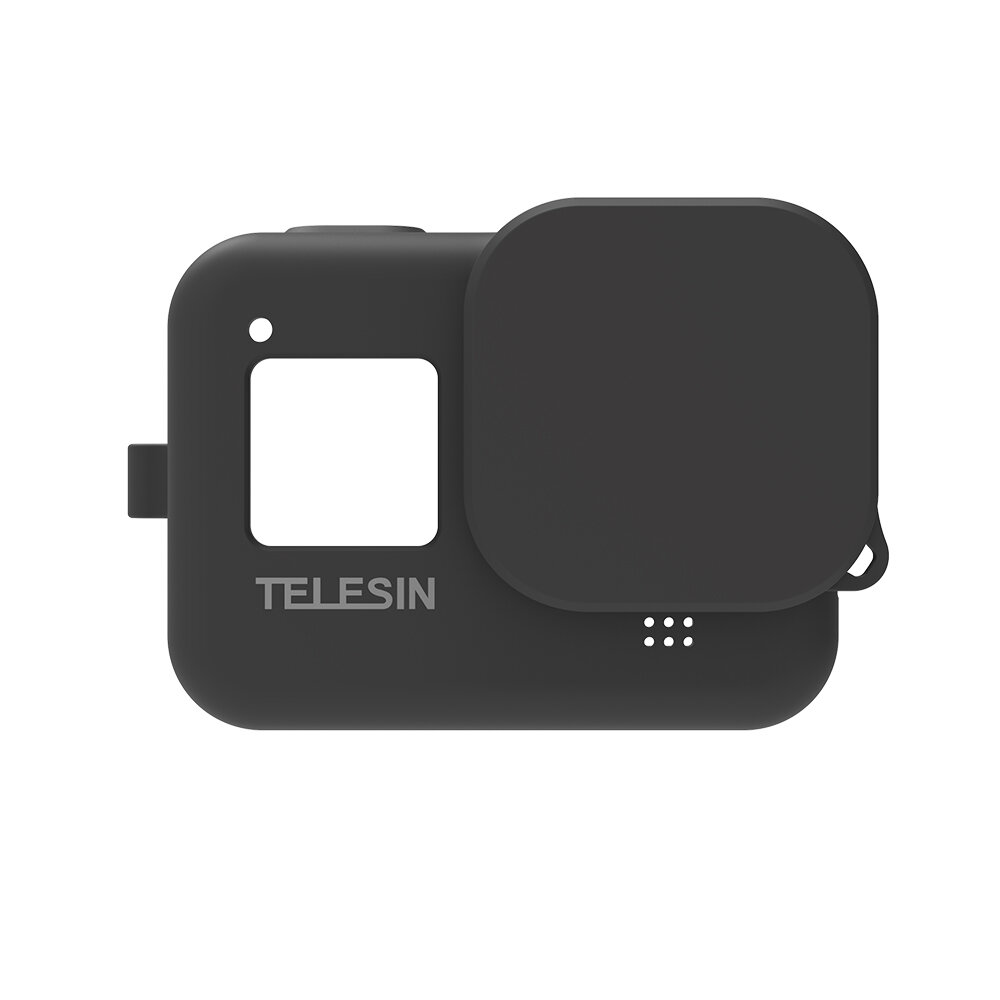 TELESIN Защитный Руберный Чехол Силиконовый Манжетный Объективный Коврик с Ленточкой Совместимый с GoPro Hero 8 Black Акционная Камера Белый Черный Серый Оранжевый Синий 1 Шт Чехол 1 Шт Объективный Коврик 1 Шт Ленточка Размер 6.8*5.2*2.8 см Вес 41 г