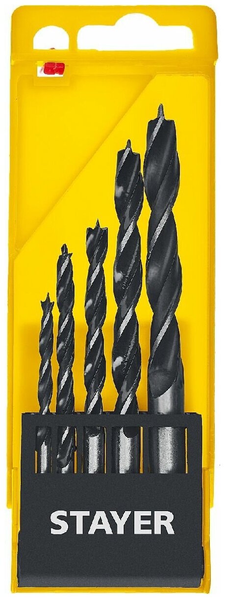 STAYER M-type 5 шт. 4-5-6-8-10мм, набор спиральных сверл по дереву, (2942-H5_z02)