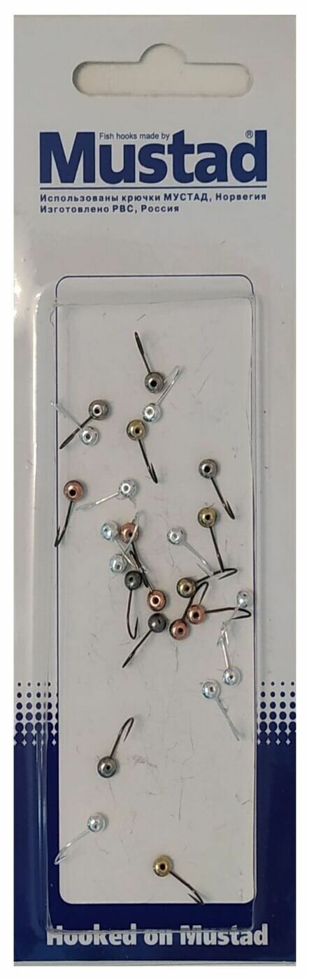Набор мормышек дробинка 3 мм, крючки Мустад №14, упаковка - 25 штук/блистер