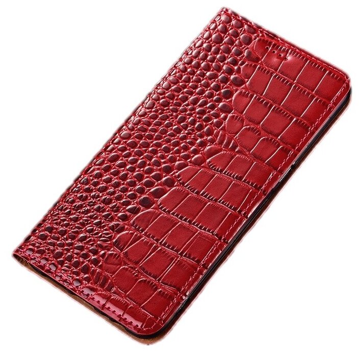 Чехол-книжка Чехол. ру Premium для Samsung Galaxy A80 из качественной импортной натуральной кожи теленка с фактурной прошивкой рельефа кожи крокодил.