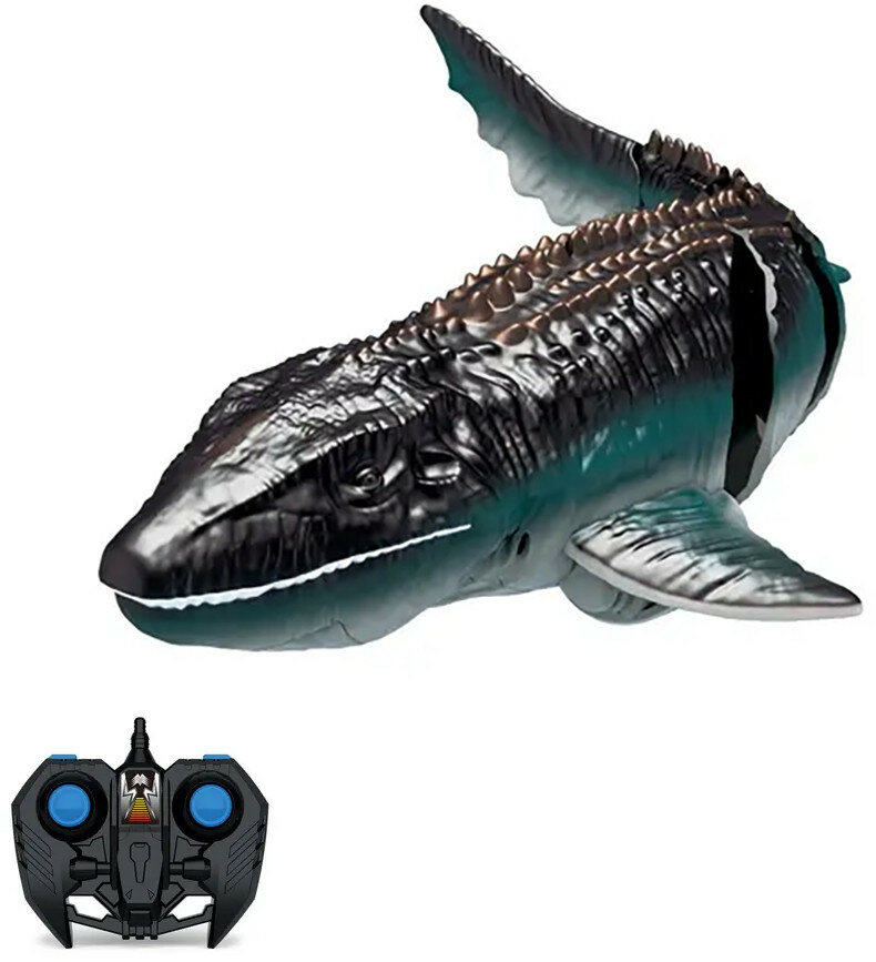 Радиоуправляемый динозавр Мозазавр (плавает в воде, черный, акб) - D03-BLACK