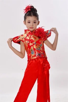 Детский танцевальный костюм дракона CANDEVER Красный, M(110-120cm), style3