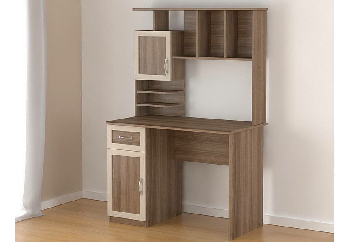 Компьютерный стол Мебелинк 100-12 Ясень Шимо темный 105*158.2*60