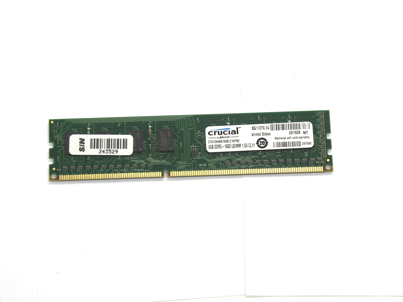Оперативная память DIMM DDR3 4Gb 1600Mhz PC-12800 Crucial CT51264BA160B двухсторонняя
