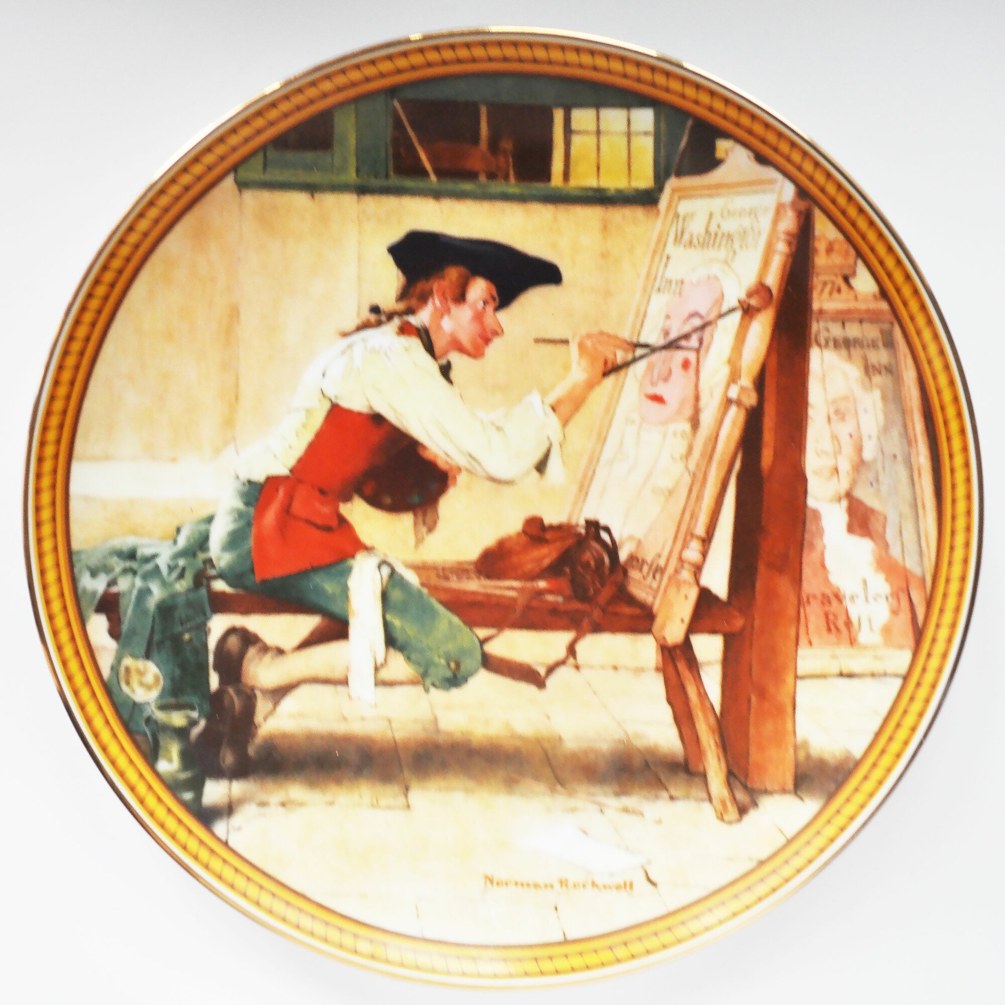 Коллекционная тарелка "Признак Времени" из серии "Колониальные Зарисовки". Фарфор, деколь, золочение. Edwin M.Knowles China Company, США .