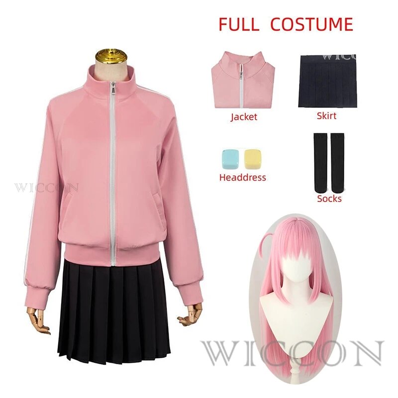 Gotou Hitori Косплей костюм WICCON Розовый, L, wig and clothes