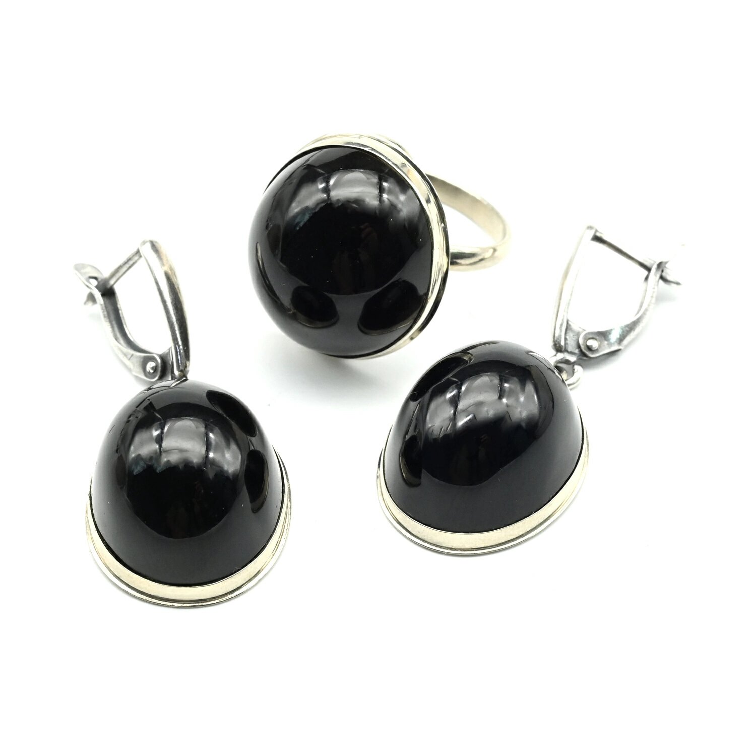 Комплект бижутерии: серьги, кольцо, морион