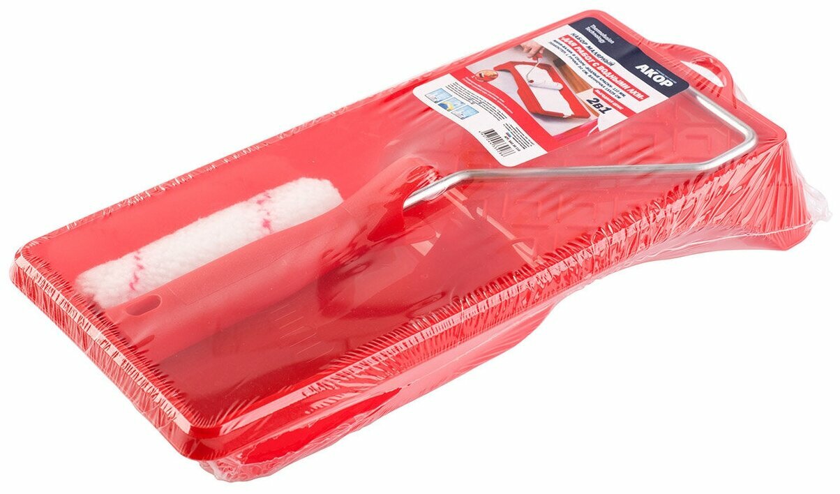 Набор "Для работ с Водными ЛКМ": мини-валик в сборе"водные ЛКМ-110мм"+ванночка 15х29мм