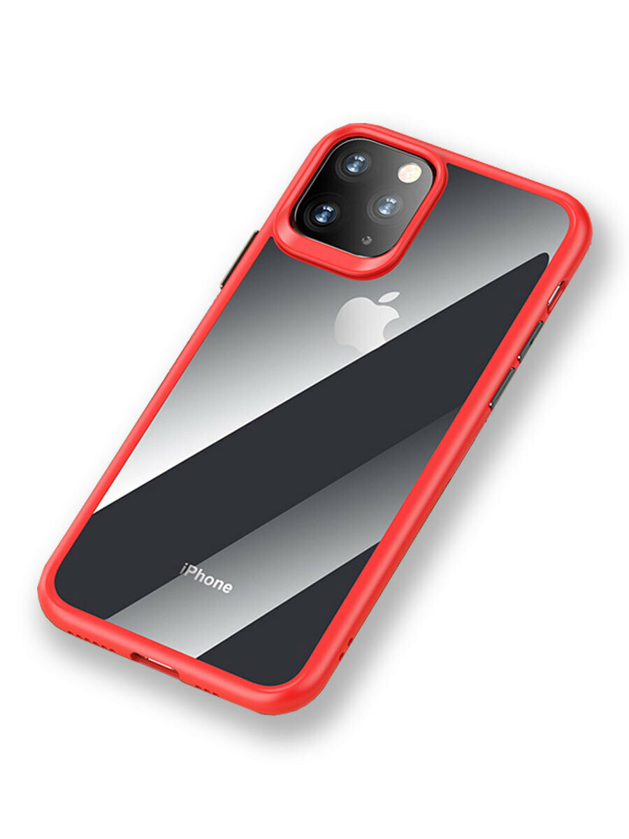 Чехол накладка Rock Guard Pro Protection Case для Apple iPhone 11, прозрачный красный