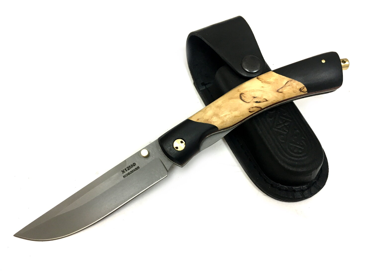 Складной нож Кайрос, Х12мф, карельская береза