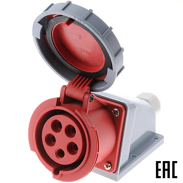 Розетка стационарная РС-103 26205DEK 32А 380В 3P+PE+N IP67 CEE125W-6 DEKraft