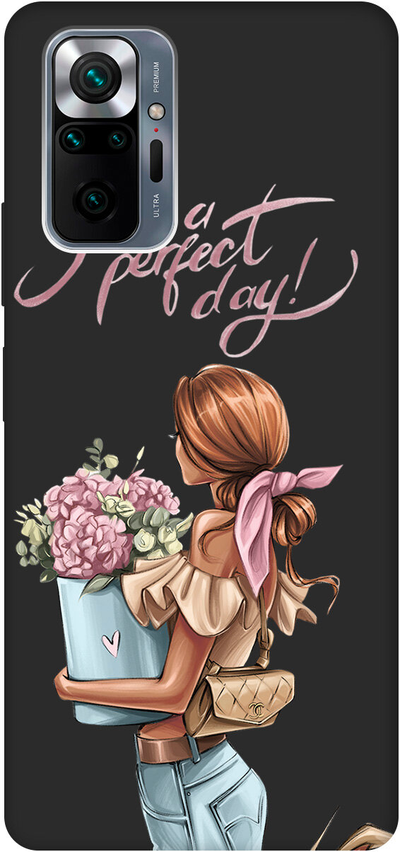 Матовый чехол Suach a Perfect Day! для Xiaomi Redmi Note 10 Pro / Сяоми Редми Ноут 10 Про с 3D эффектом черный