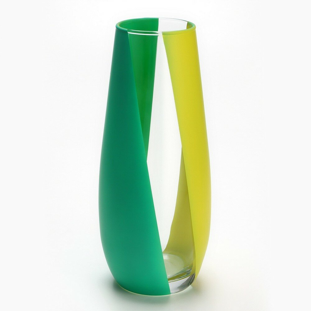 Ваза для цветов «Геометрия» стеклянная, 26 см, 1,7 л. зеленая