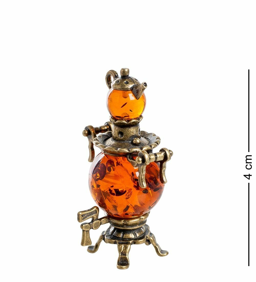 Фигурка 'Самовар' (латунь, янтарь)