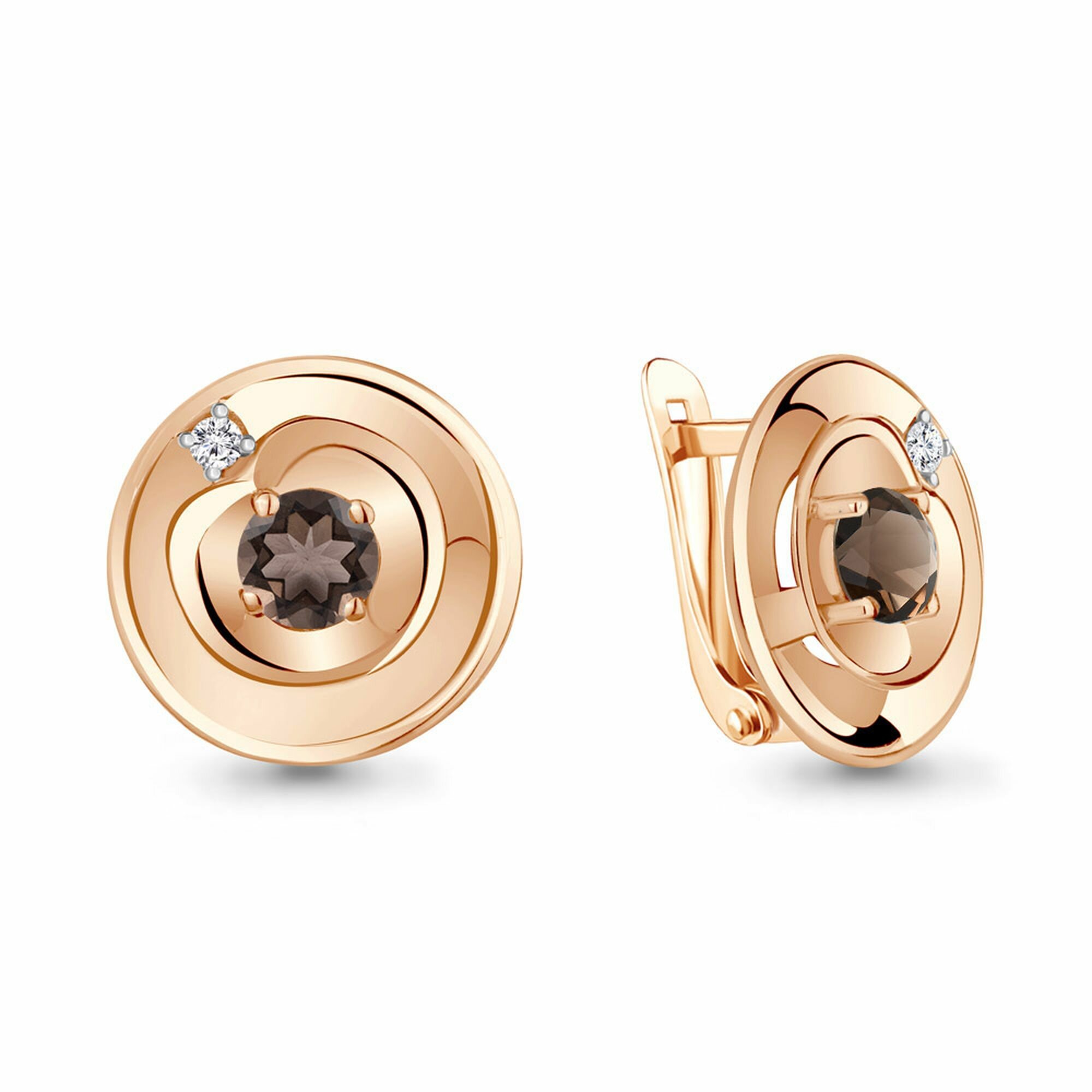 Серьги, серебро, 925 проба, золочение, фианит, кварц