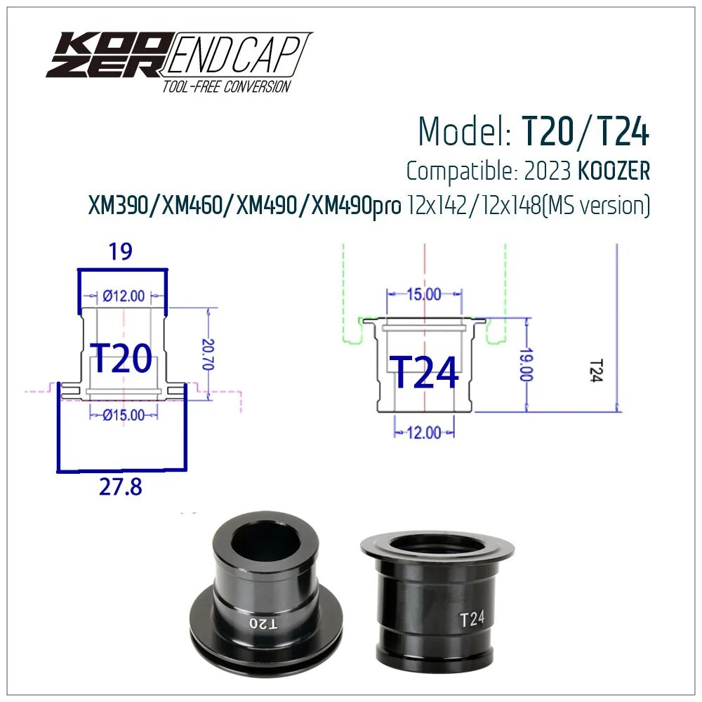 Торцевая крышка ступицы Koozer для XM490 2023 T20 T24 MS pair
