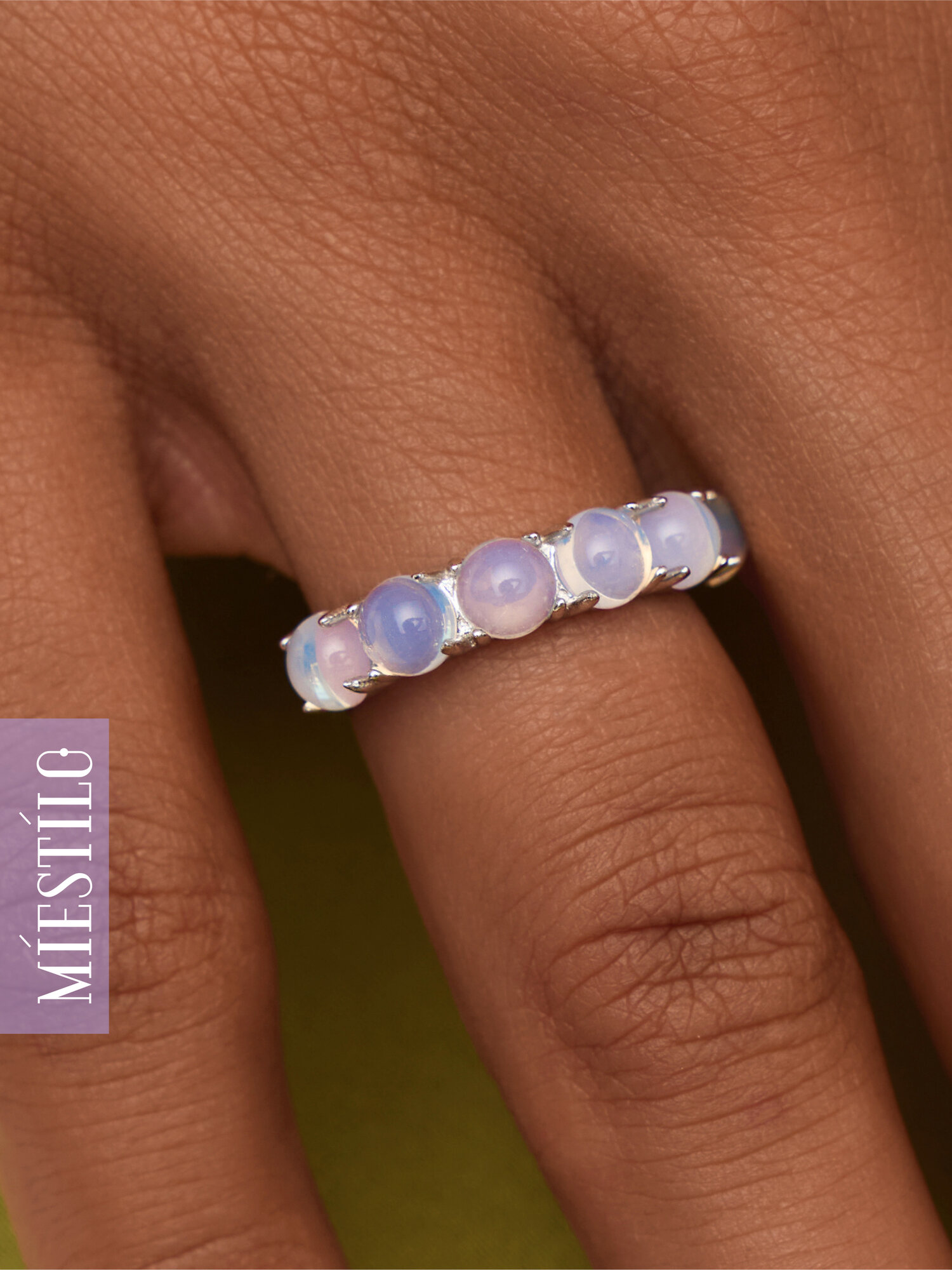 Кольцо дорожка, серебро, 925 проба, родирование, опал