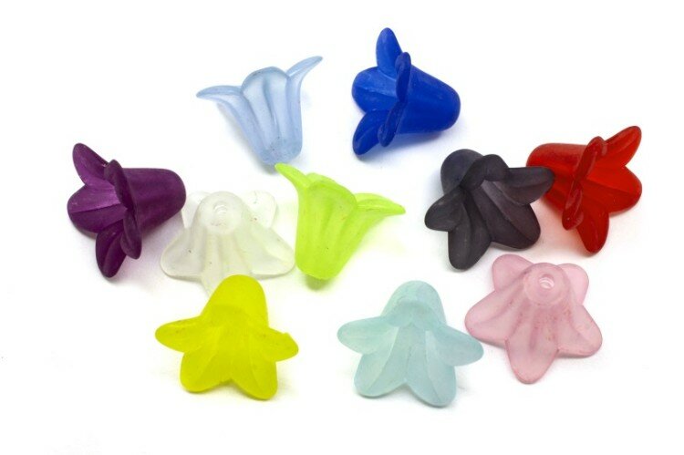 Бусины акриловые Цветок 16х12мм, отверстие 1,5мм, ассорти цветов, 540-035, 10шт