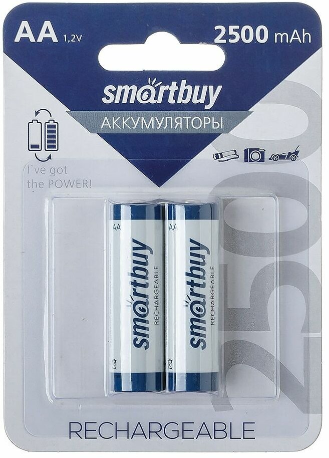 Аккумулятор Smartbuy 2500mAh AA/2BL NiMh 2шт/бл (SBBR-2A02BL2500)