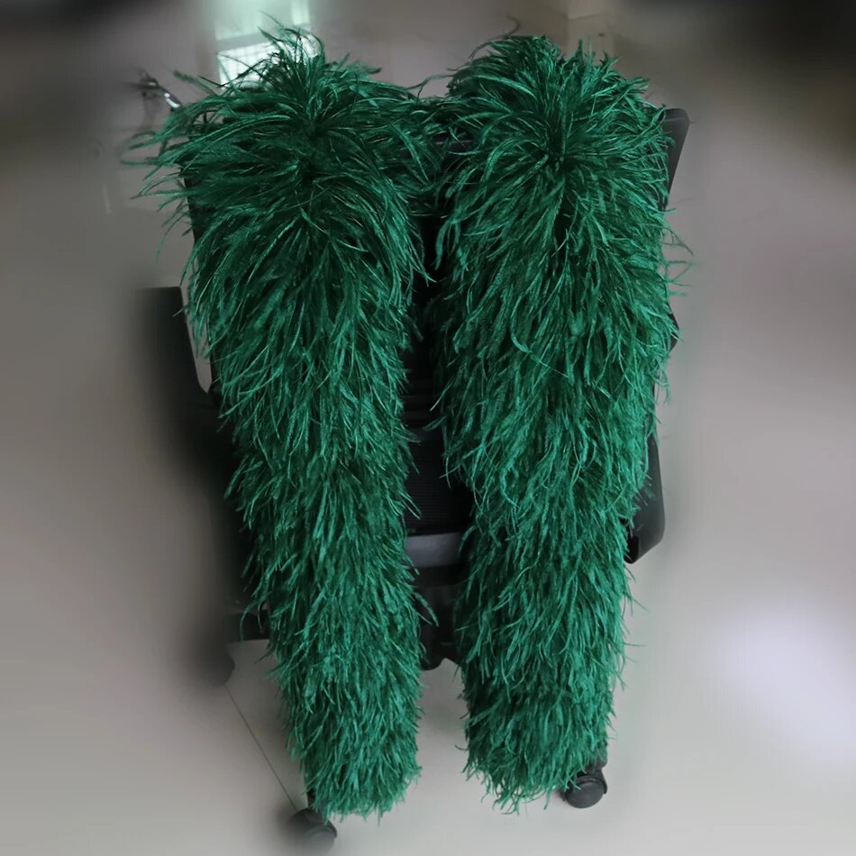 Страусиное перо Боа 2 метра Изумрудный, 15Ply 2 meter, dark green