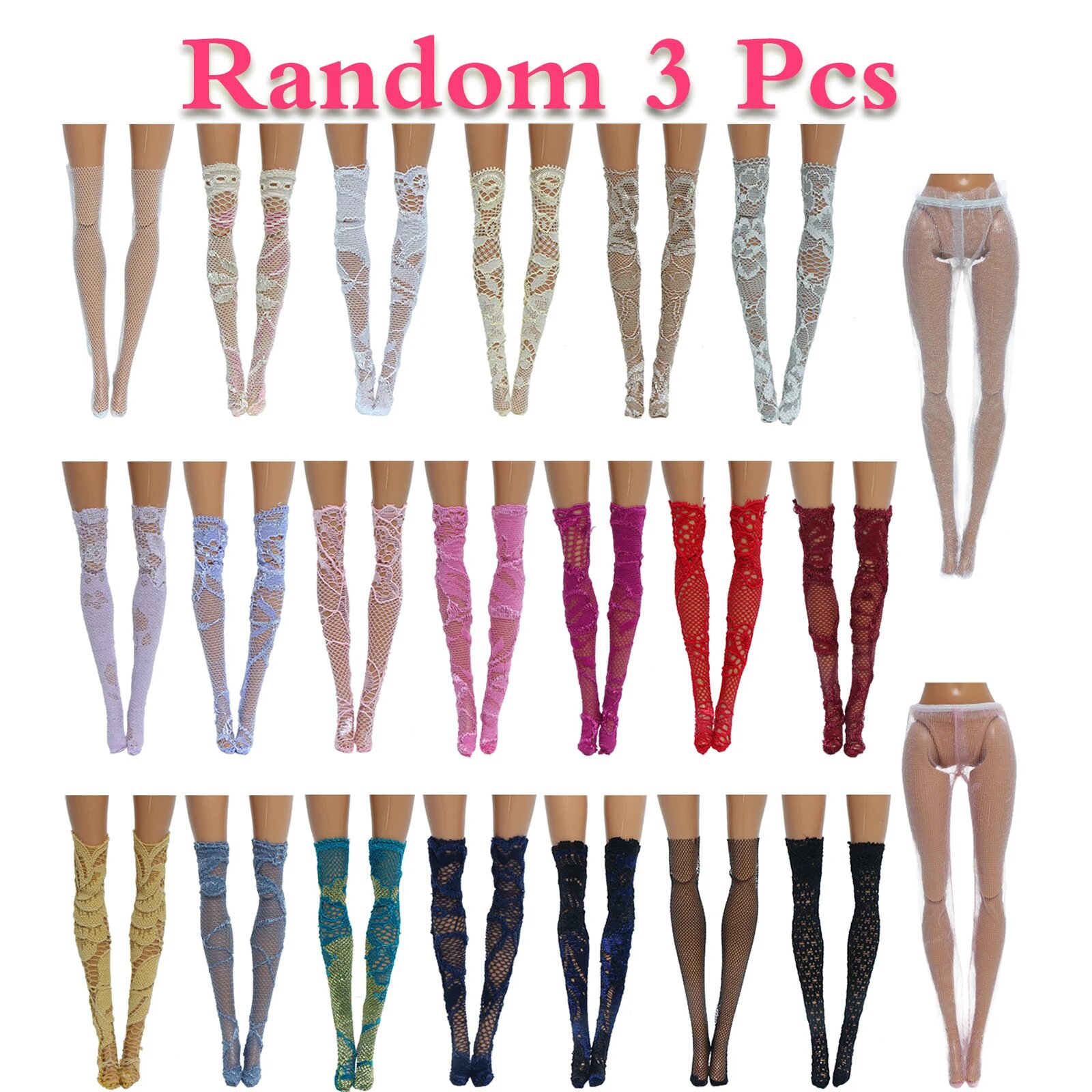 Кукольный зимний набор одежды розовый, синий, желтый, белый, черный Random 3 Stockings