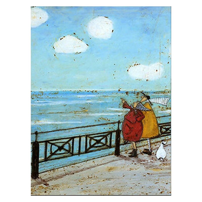 Абстрактный пейзаж, картина на стену 20x25 см, светло-голубой, 1029-12
