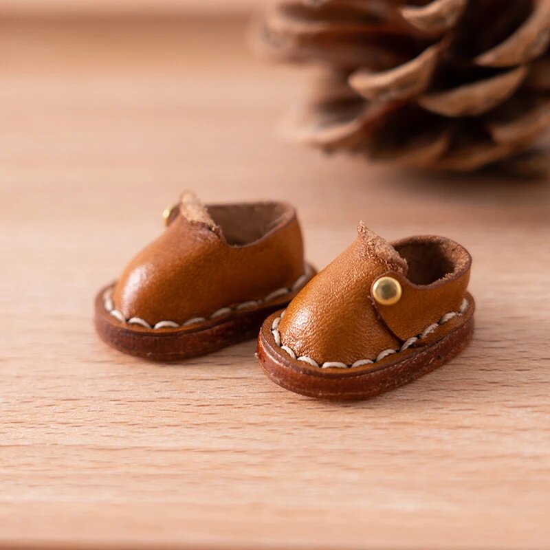 Коричневые кожаные ботинки для кукол OB11, A (8)