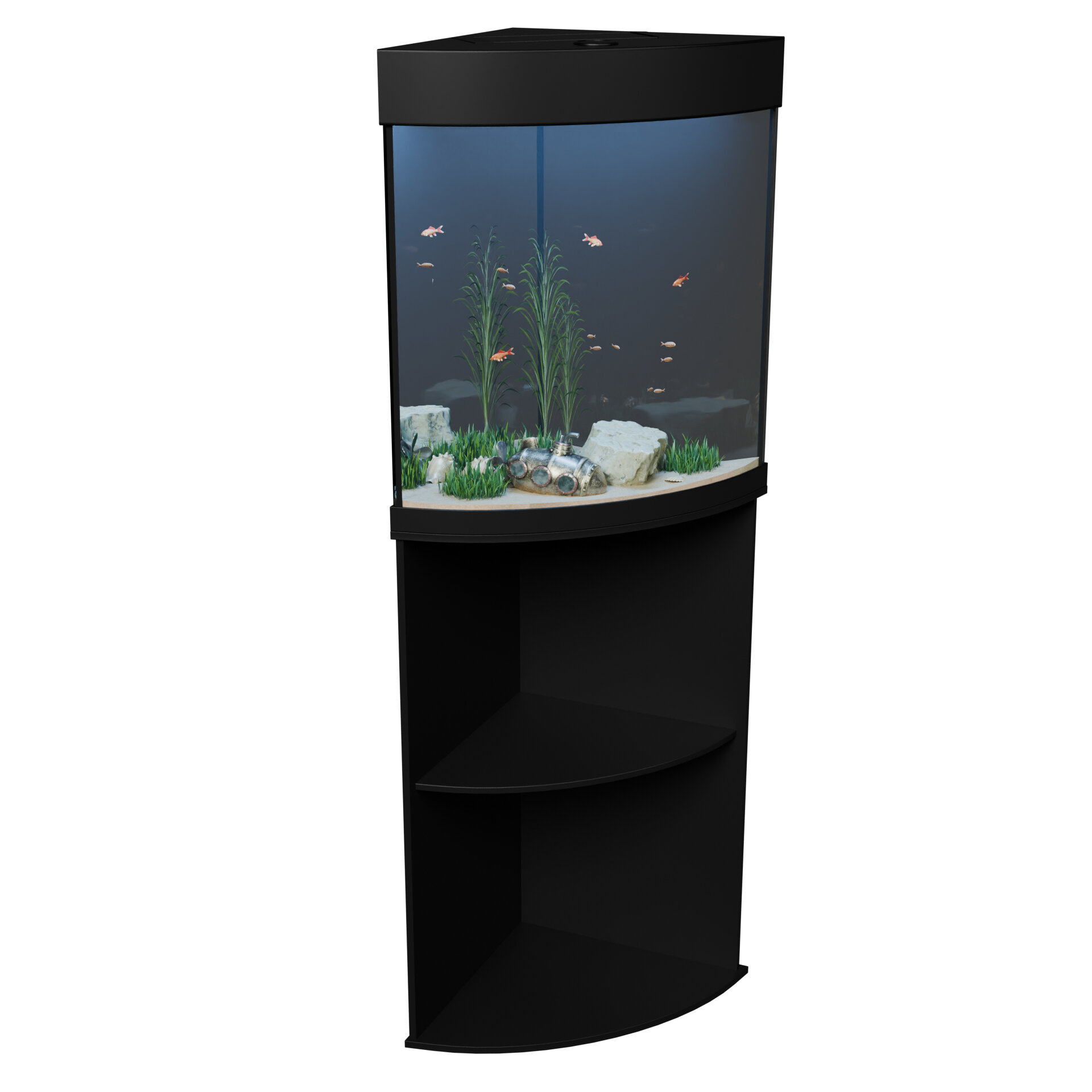 Аквариум 40 литров с тумбой угловой с крышкой и освещением