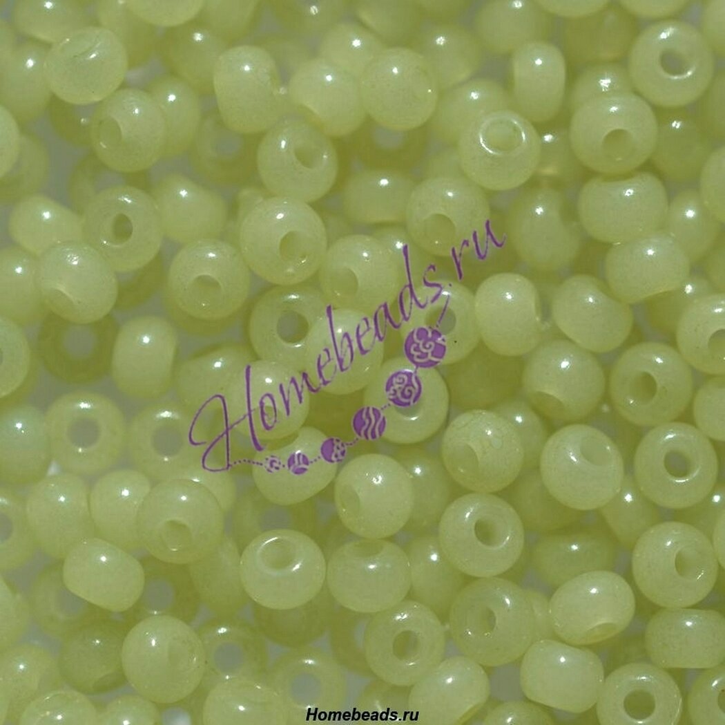 Бисер Чехия Preciosa, 02252, стекло, алебастр сольгель, 10/0, круглое отверстие, 50 г, зелёный
