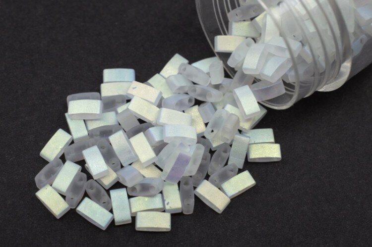 Бисер японский MIYUKI Half TILA #55107 Crystal AB Full Matted, матовый прозрачный, 5 грамм