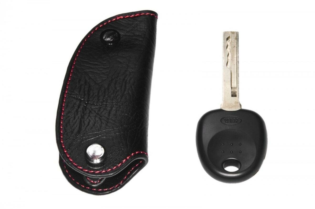 Чехол BGT для автомобильного ключа Kia (Киа), кожа, влагозащитный, ударопрочный, черный