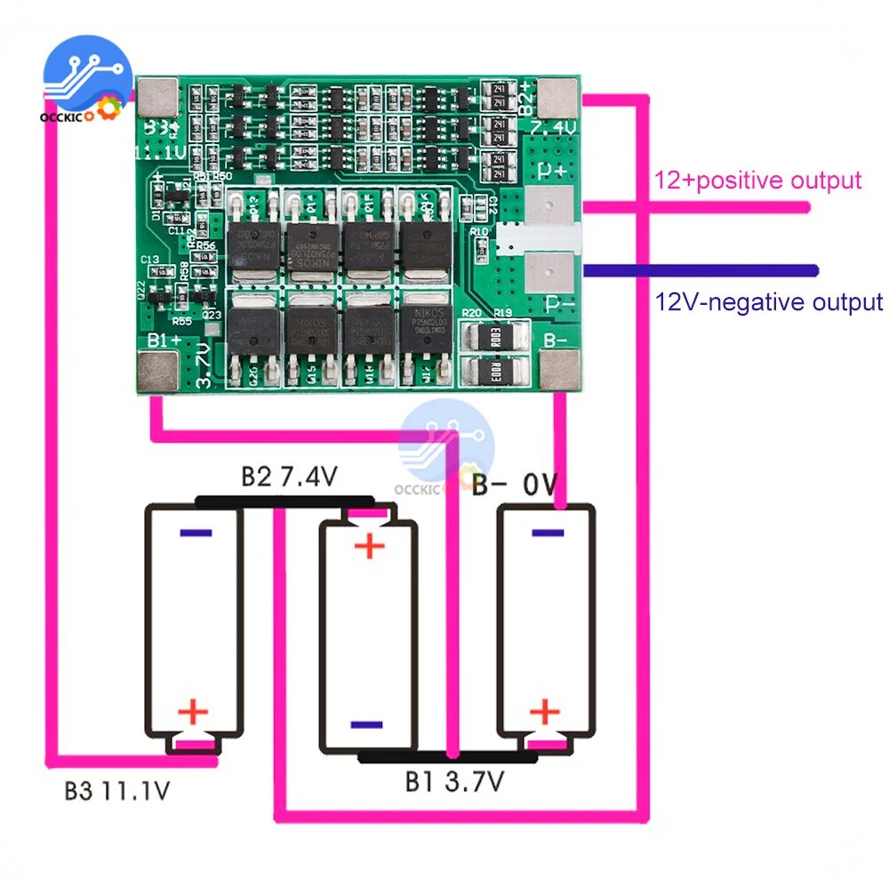 BMS 3S 40A Балансировочная плата для литиевых аккумуляторов occkic