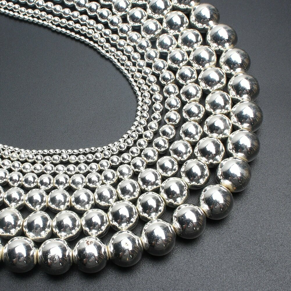 Граненые бусины из розового золота с гематитом GMB724 Серебряный, 2mm 170pcs beads, Silver Round